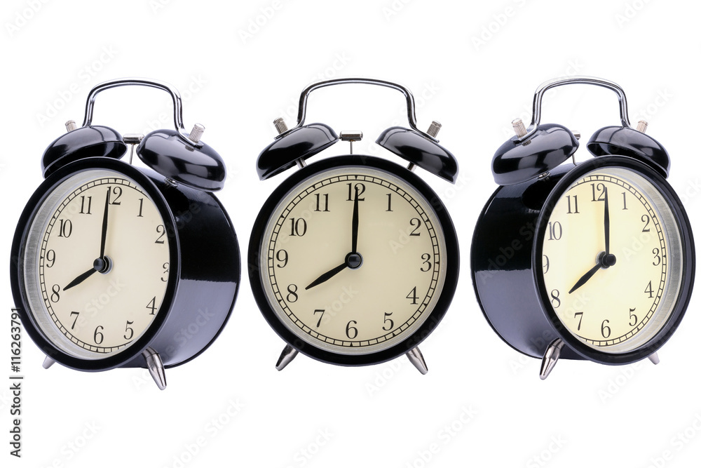 Eight o'clock on Black alarm clock on white background with cilp Stock ...