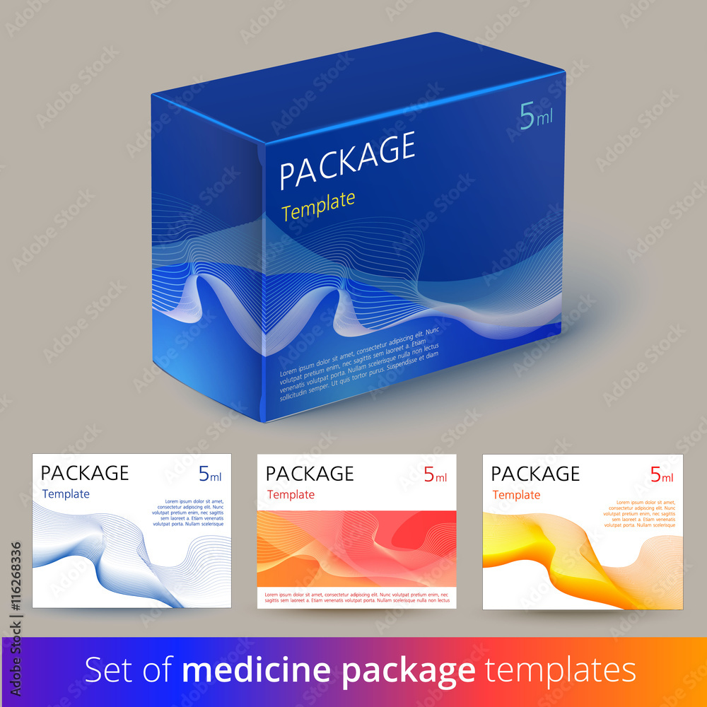 Set of medicine package design with 3d-template. Stock Vector | Adobe Stock