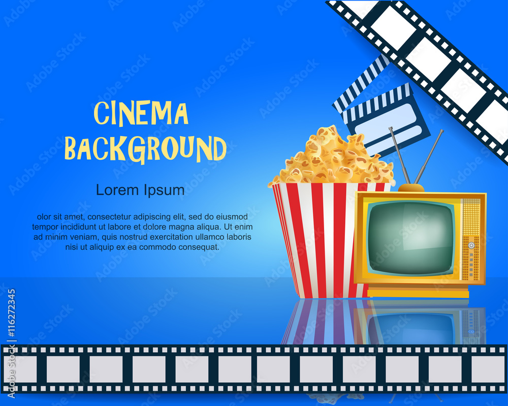 Realistic Cinema Background. Movie Premiere Poster. Template Banner ...