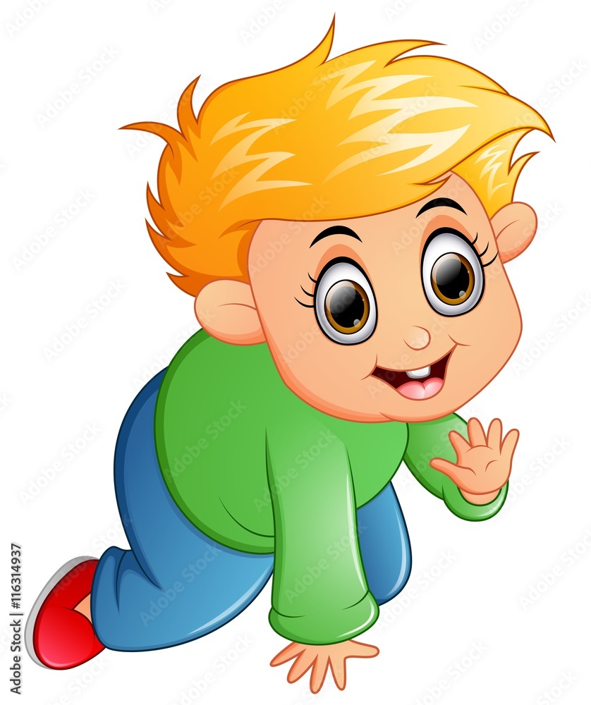 Cartoon kid crawling isolated on white background Stock Vector | Adobe ...