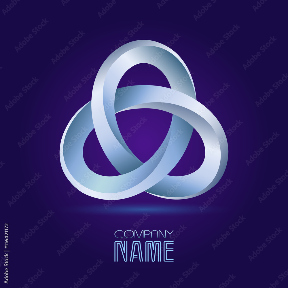 Vector symbol in the form of weaving abstract triangle. The symbol of ...