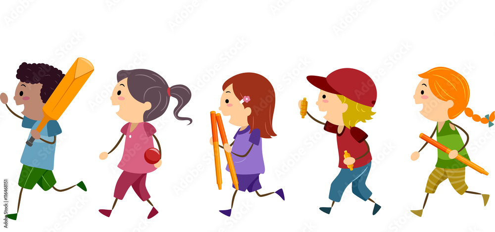 Stickman Kids Cricket Stock Vector | Adobe Stock