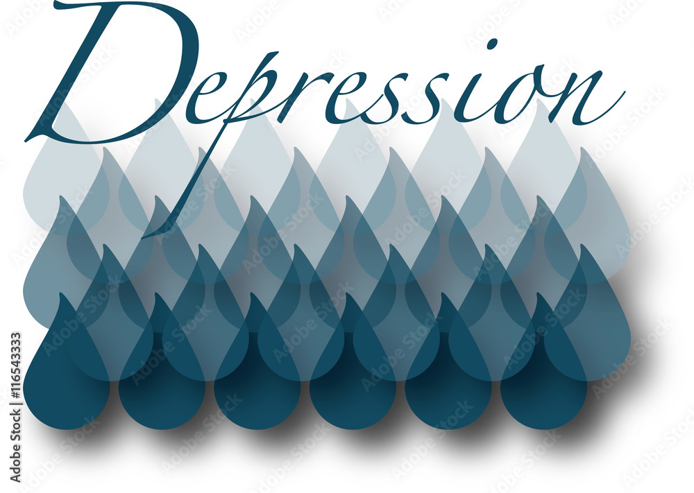 Depression illustration with the word Depression in a beautiful font ...