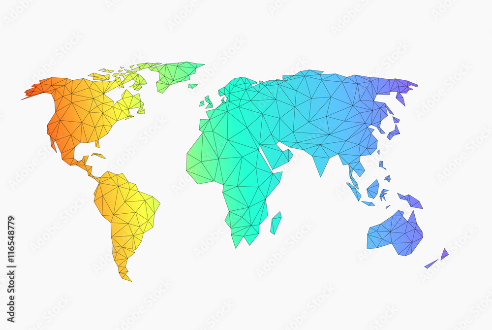 World map in the triangulation, social map, business map Stock Vector ...