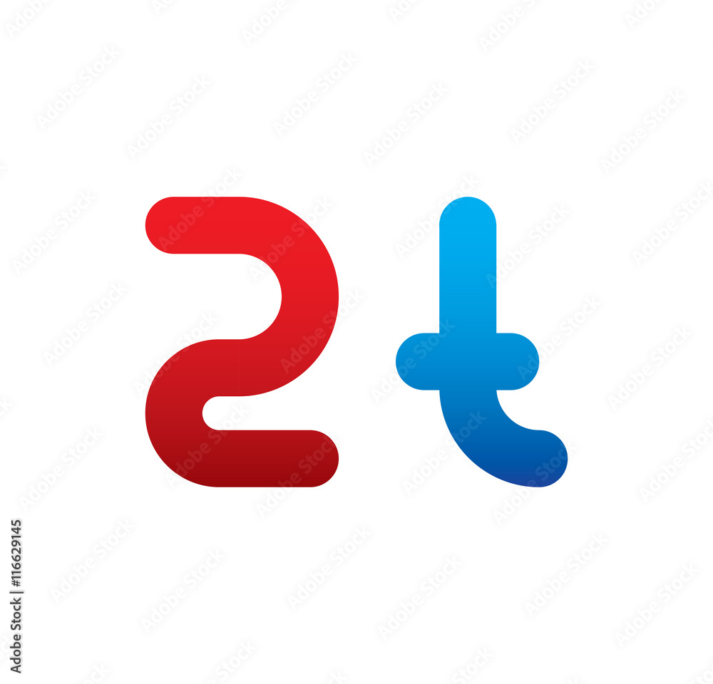 2t logo initial blue and red Stock Vector | Adobe Stock