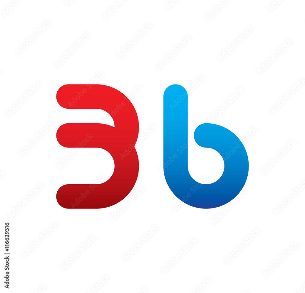 3b logo initial blue and red Stock Vector | Adobe Stock
