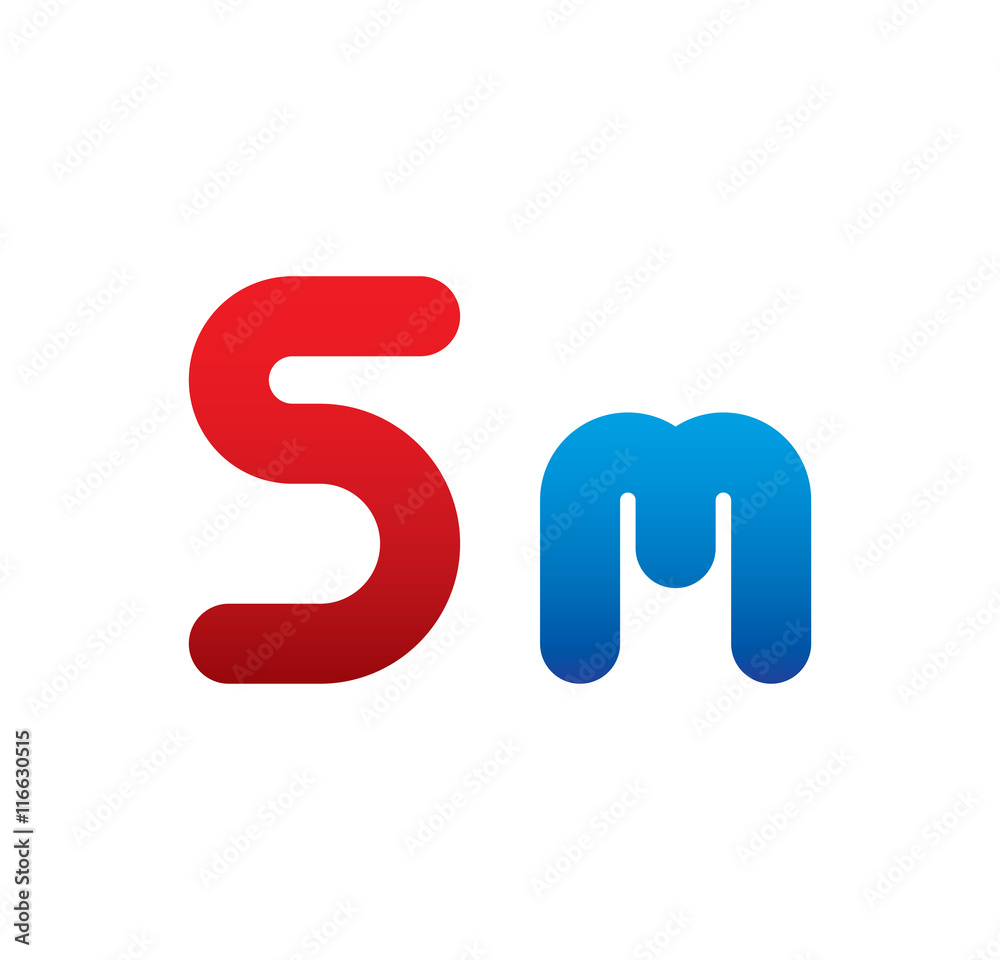 5m logo initial blue and red Stock Vector | Adobe Stock