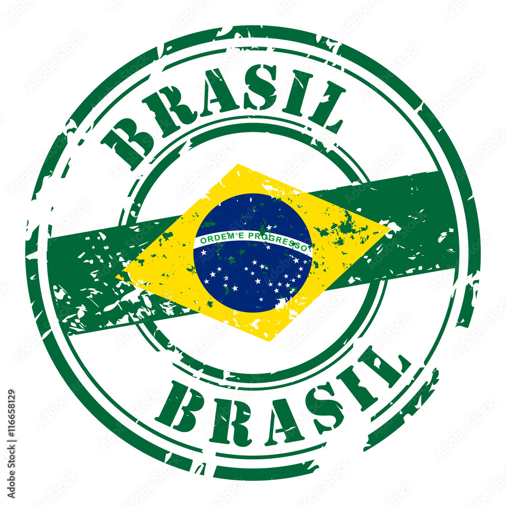 Brazil postal grunge stamp, isolated on white background, vector ...
