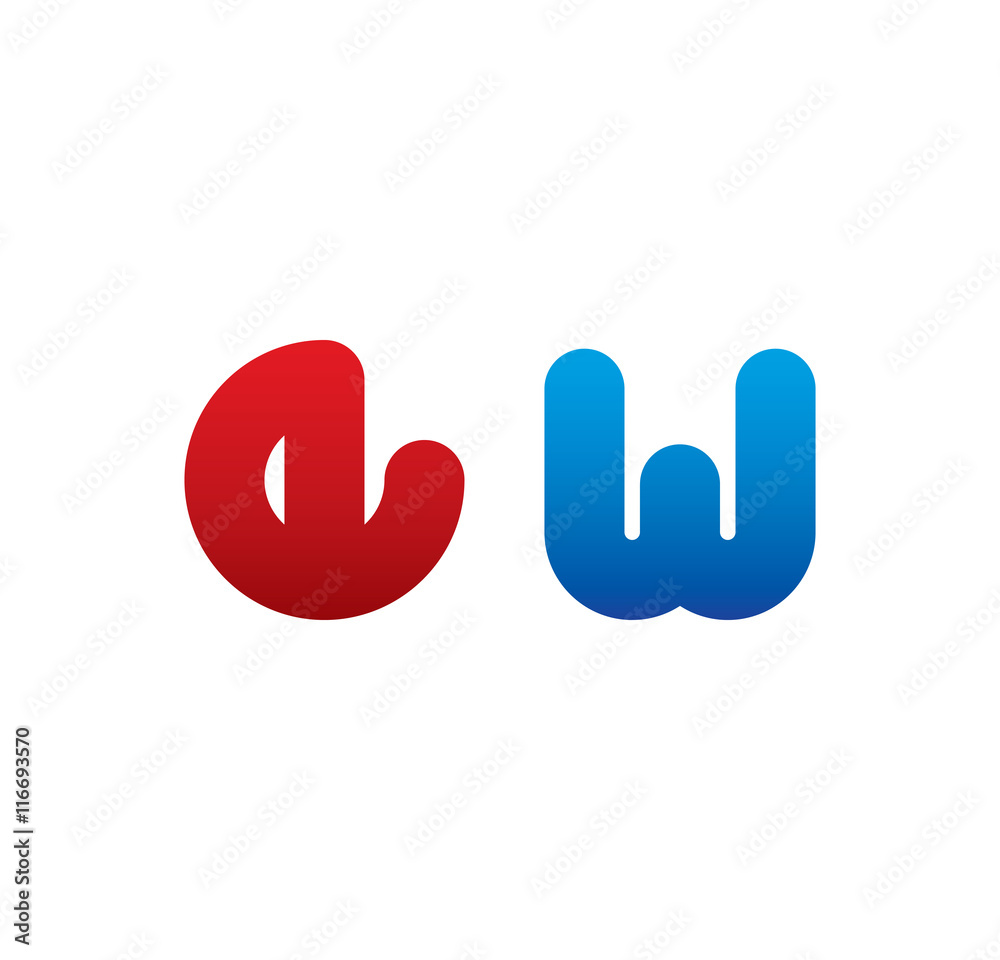 ew logo initial blue and red Stock Vector | Adobe Stock