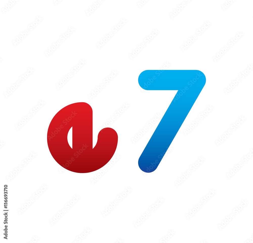 e7 logo initial blue and red Stock Vector | Adobe Stock