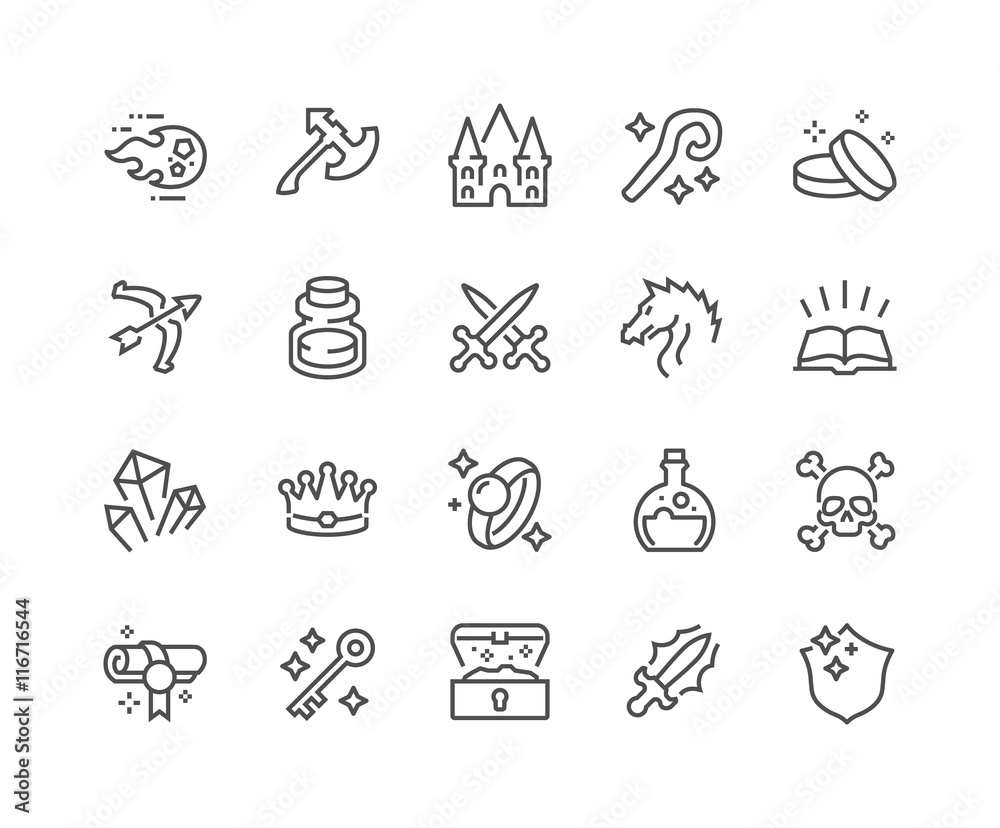 Line Fantasy Icons Stock Vector | Adobe Stock
