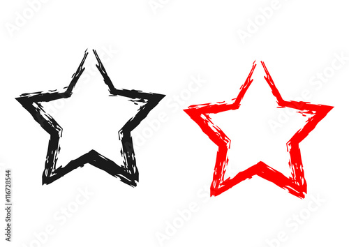 Silhouette distorted stars, painted ragged brush. Red and black version ...