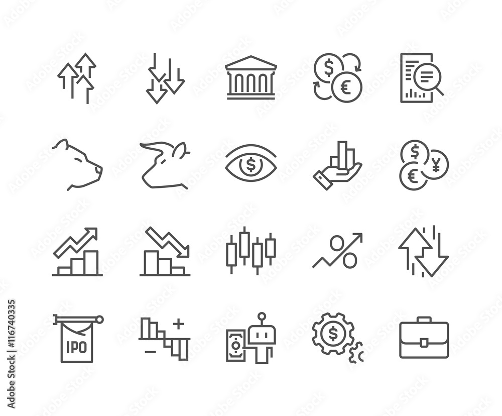 Line Stock Market Icons Stock Vector | Adobe Stock
