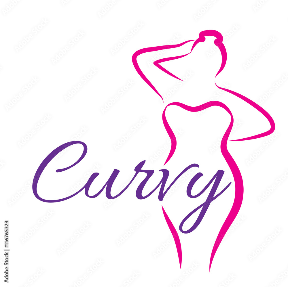Logo plus size woman. Curvy woman symbol, logo. Vector illustration ...