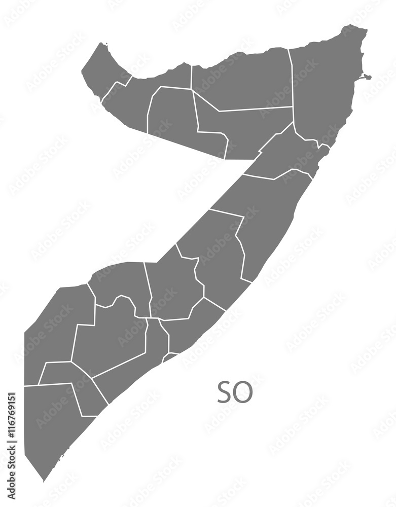 Somalia regions Map grey 素材庫向量圖 | Adobe Stock