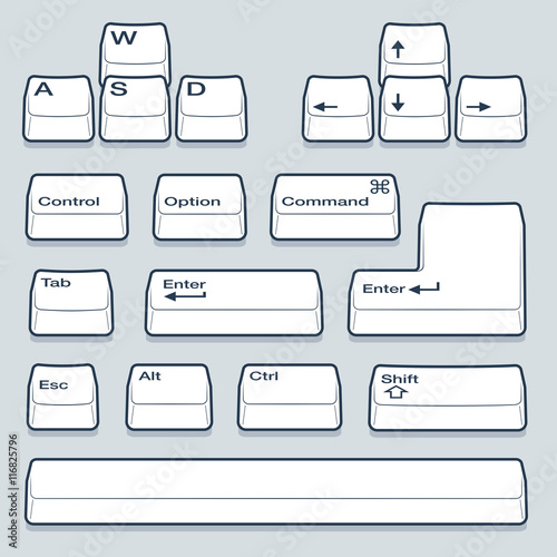 Isometric Computer line Art Keyboard Keys Including Alt, Control, Shift ...