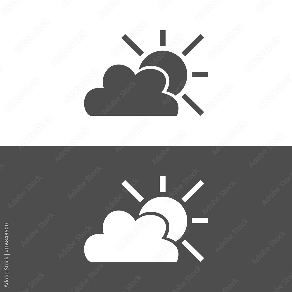 Icono de sol y nubes. Símbolos de meteorología o clima Stock Vector ...