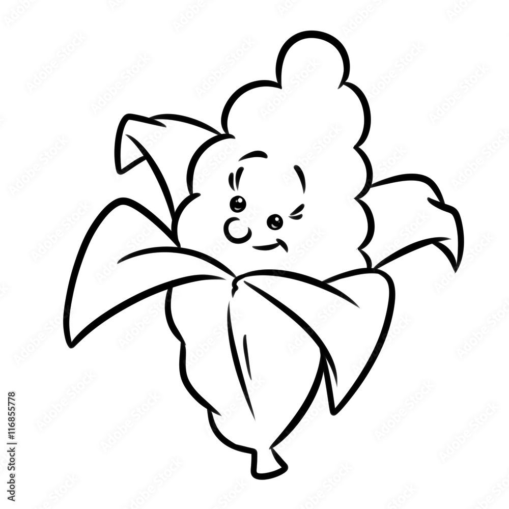 Corn funny vegetable cartoon illustration coloring pages Stock ...