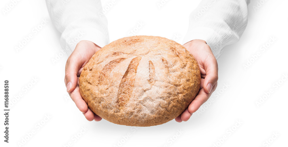 Human hands with bread Stock Photo | Adobe Stock