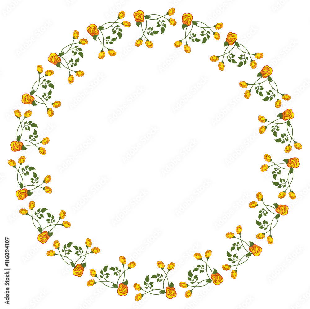 Round frame with yellow roses. Vector clip art. Stock Vector | Adobe Stock