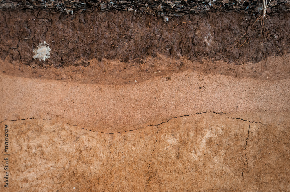 form of soil layers,its colour and textures,texture layers of earth ...
