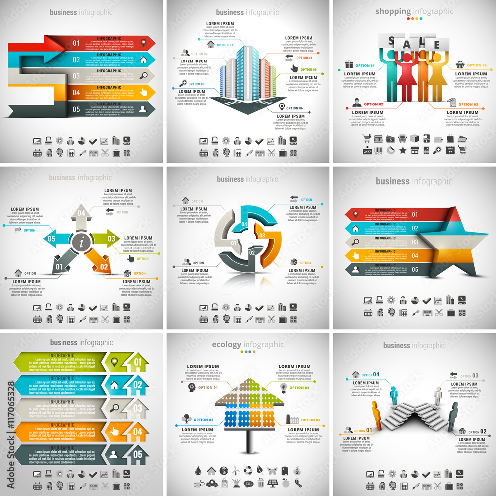 9 in 1 Infographics Bundle Stock Vector | Adobe Stock