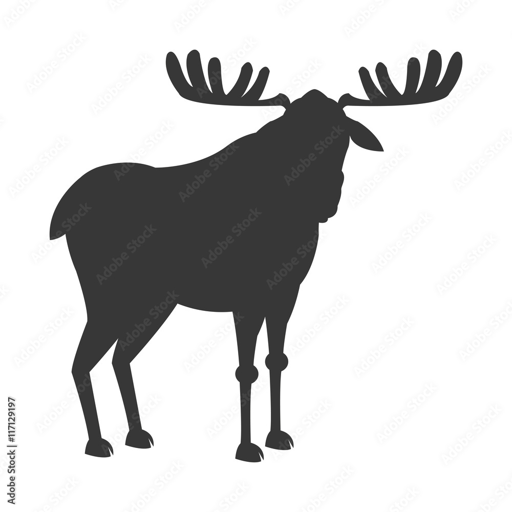 flat design single moose icon vector illustration Stock Vector | Adobe ...