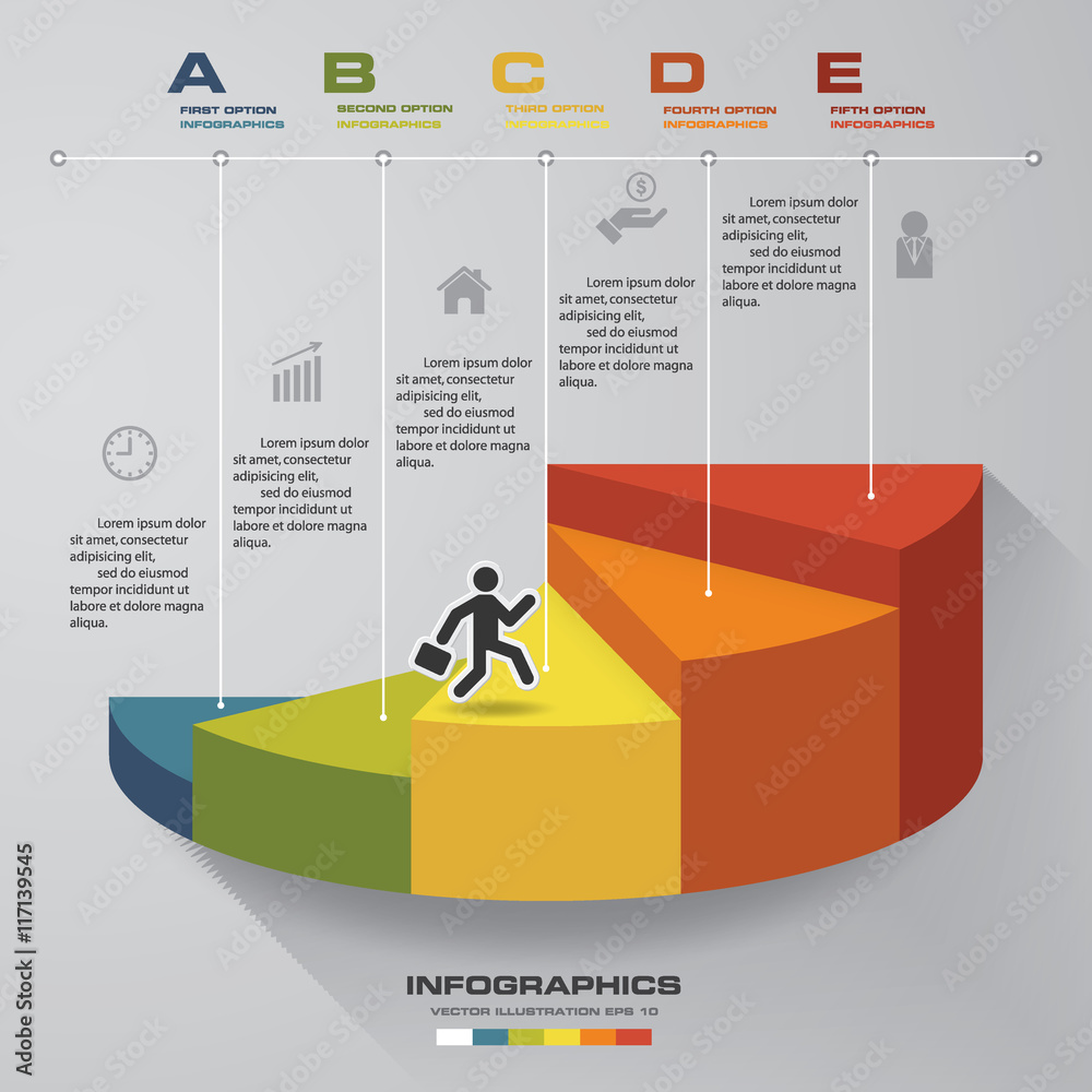 5 steps template for presentation. man walking on stairs use for ...