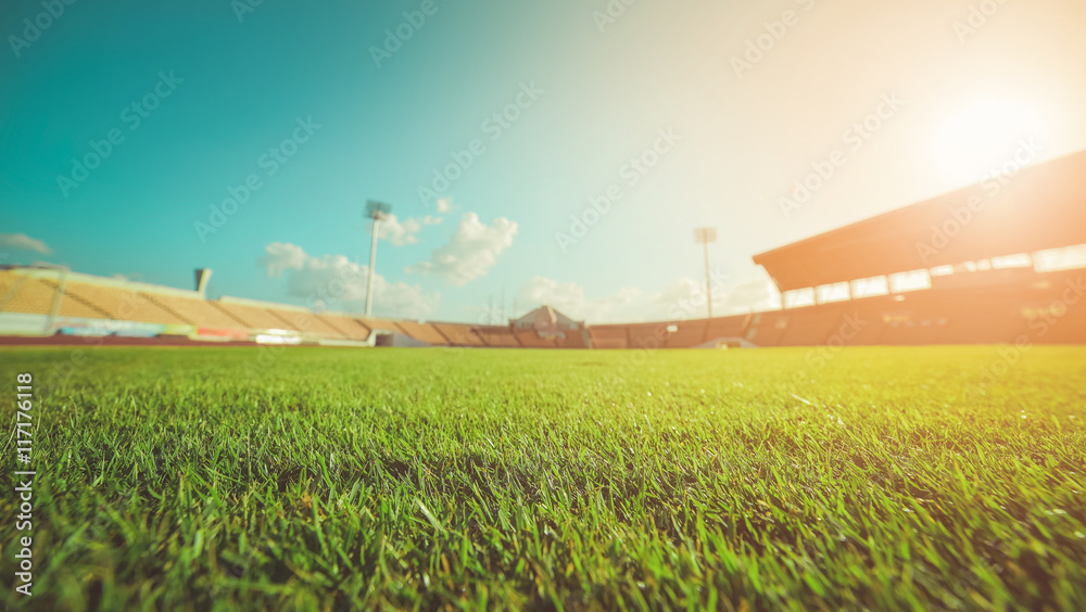 Green grass in soccer stadium , vintage Stock Photo | Adobe Stock