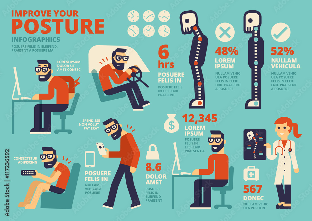 Improve Your Posture Infographics Stock Vector | Adobe Stock