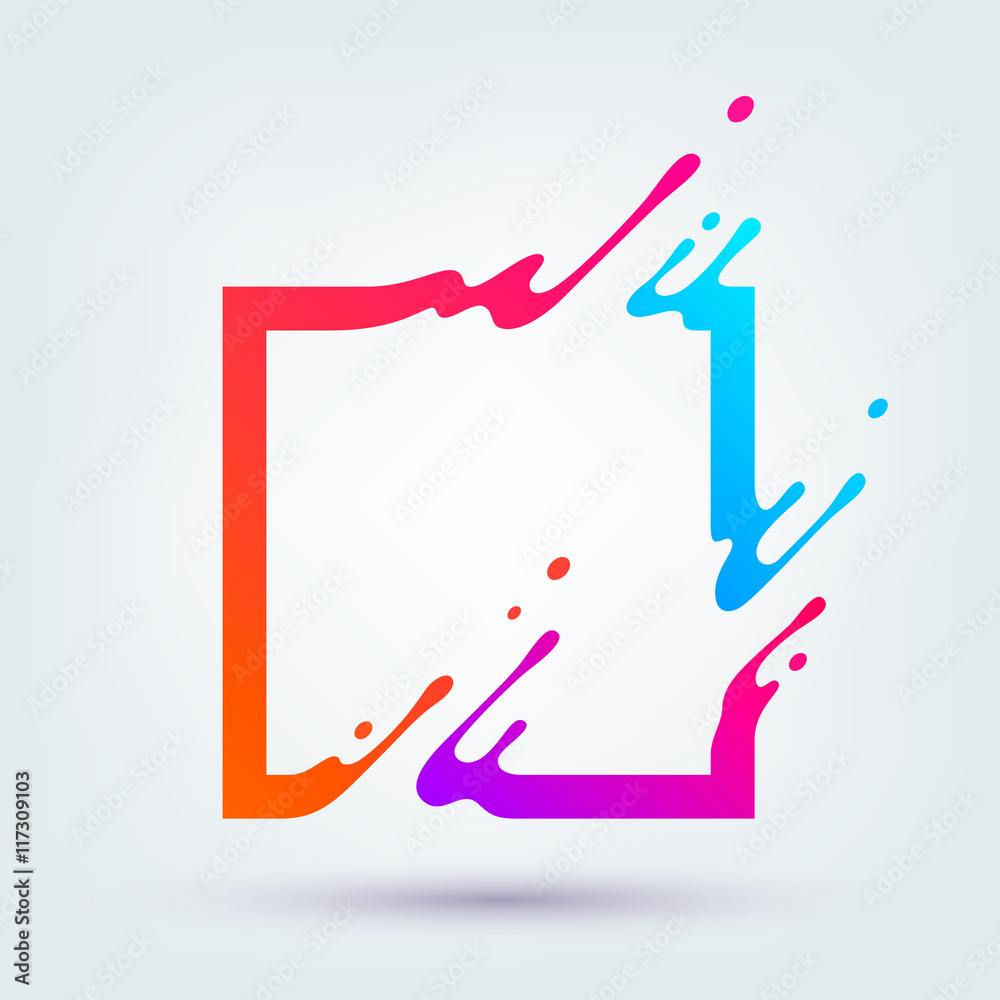Vector illustration with abstract colorful square. Abstract splash ...