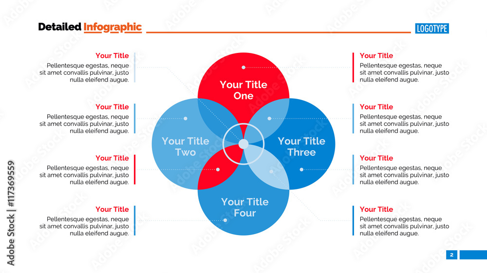 Four Sides Venn Diagram Slide Template Stock Vector | Adobe Stock
