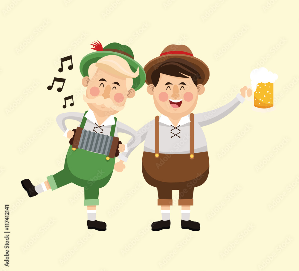 cartoon men male beer festival oktoberfest germany icon. Colorfull ...