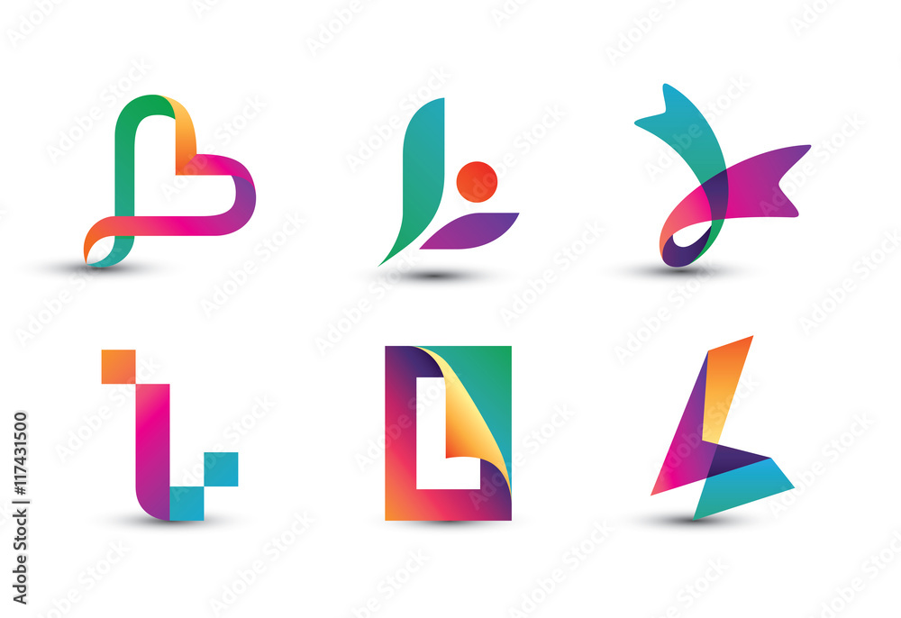 Abstract Colorful L Logo - Set of Letter L Logo Stock Vector | Adobe Stock