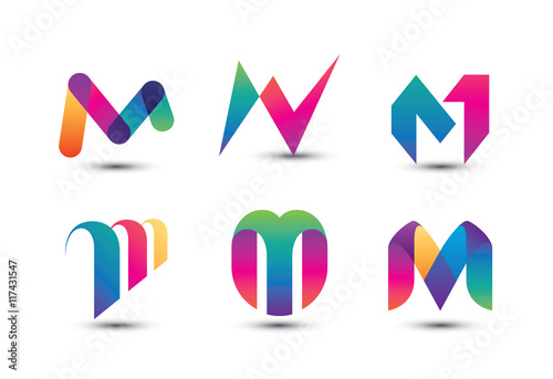 Abstract Colorful M Logo - Set of Letter M Logo Stock Vector | Adobe Stock