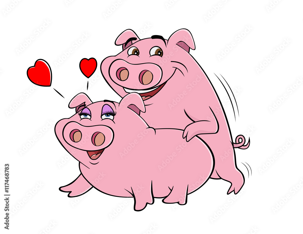 cartoon vector illustration of pigs mating Stock Vector | Adobe Stock