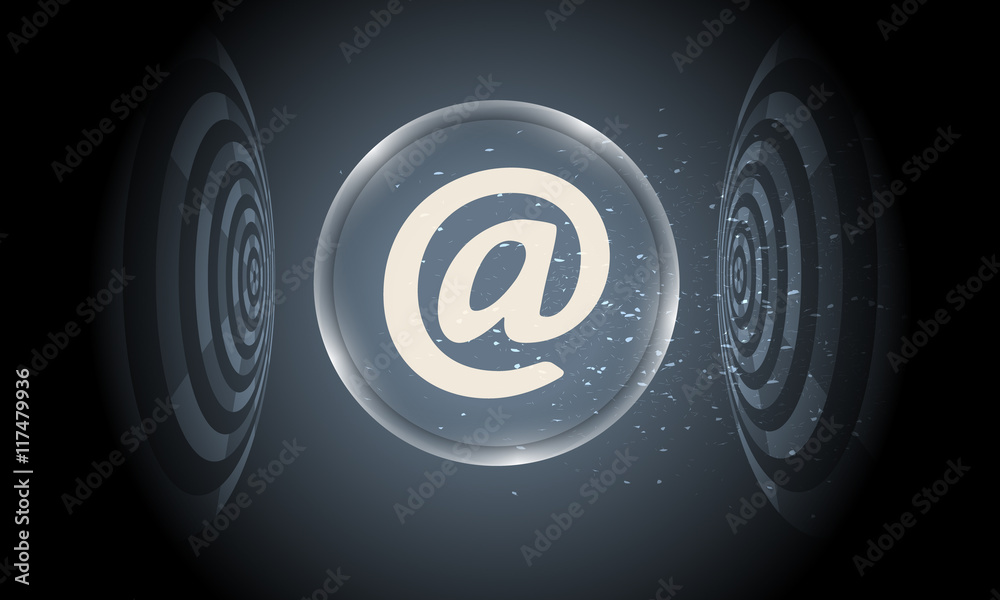 Vector futuristic background with circular objects and email sym Stock ...