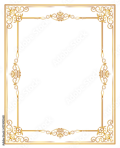 gold decorative horizontal floral elements, corners, borders, frame ...