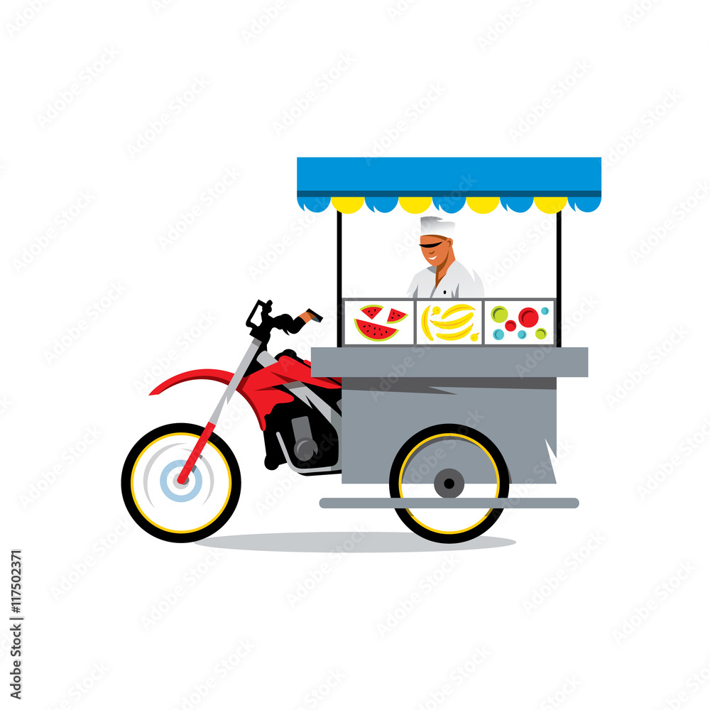 Vector Street Food Store Cartoon Illustration. Stock Vector | Adobe Stock
