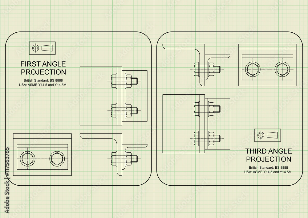 First and Third Angle Orthographic Projection Stock Vector | Adobe Stock