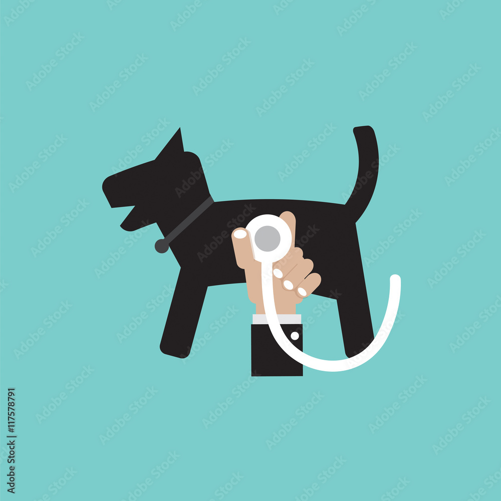 octor's Hand With Stethoscope Checking On Dog's Body Veterinarian ...