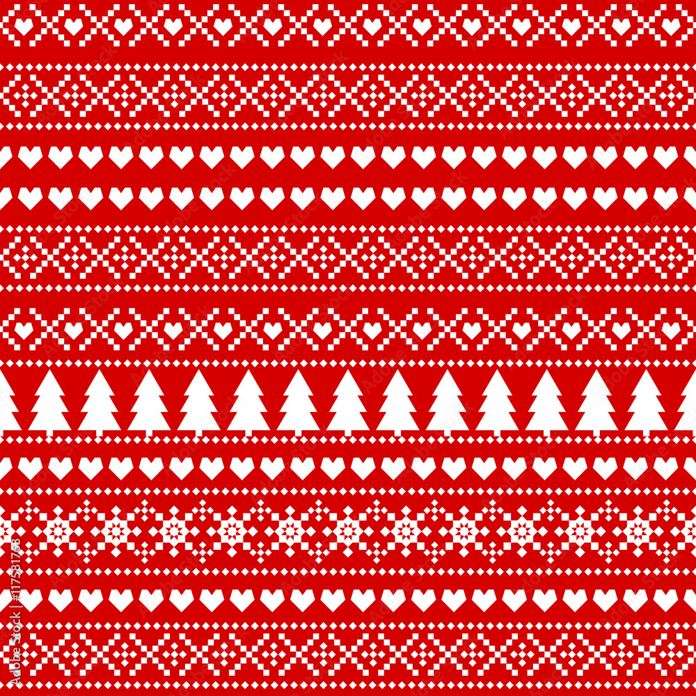 Seamless Christmas background, card - Scandinavian sweater style ...