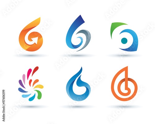 Set of Abstract Number 6 Logo - Vibrant and Colorful Icons Logos Stock ...