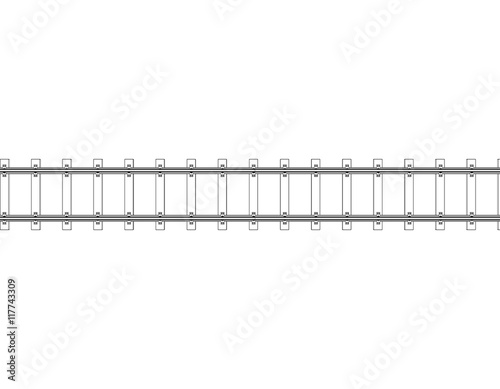 Railway track. 3d Vector outline illustration.Top view. Stock Vector ...