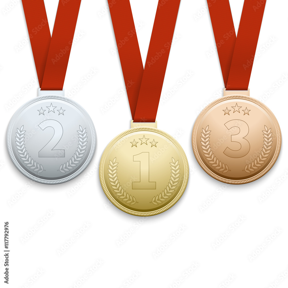 Gold silver and bronze medals vector set Stock Vector | Adobe Stock
