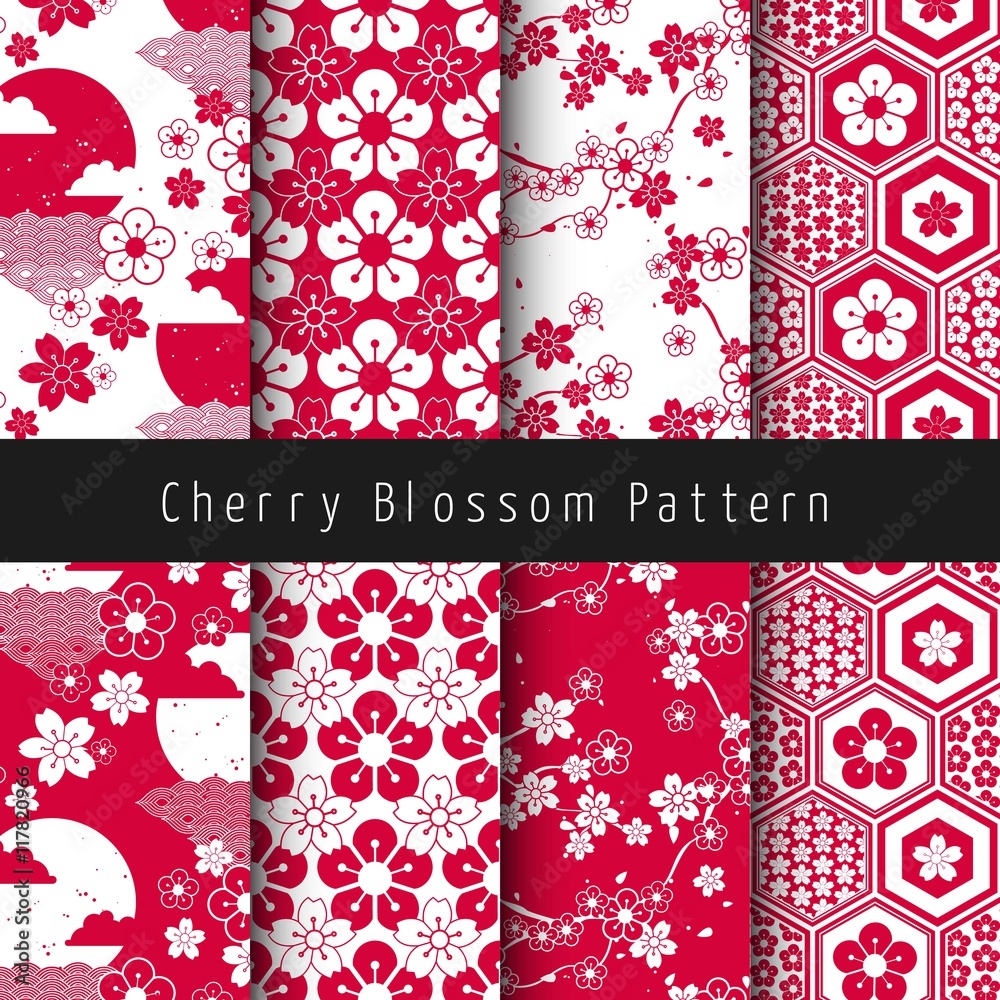 Cherry blossom patterns Stock Vector | Adobe Stock