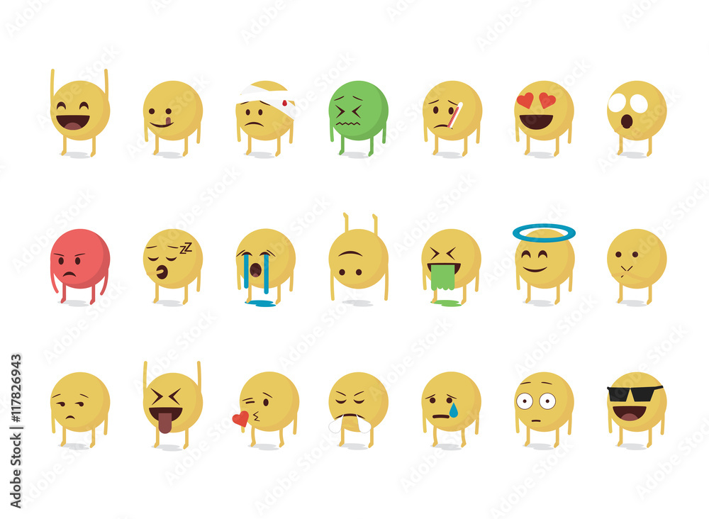Set of cartoon emoticon vector isolated on white background. Emoji ...