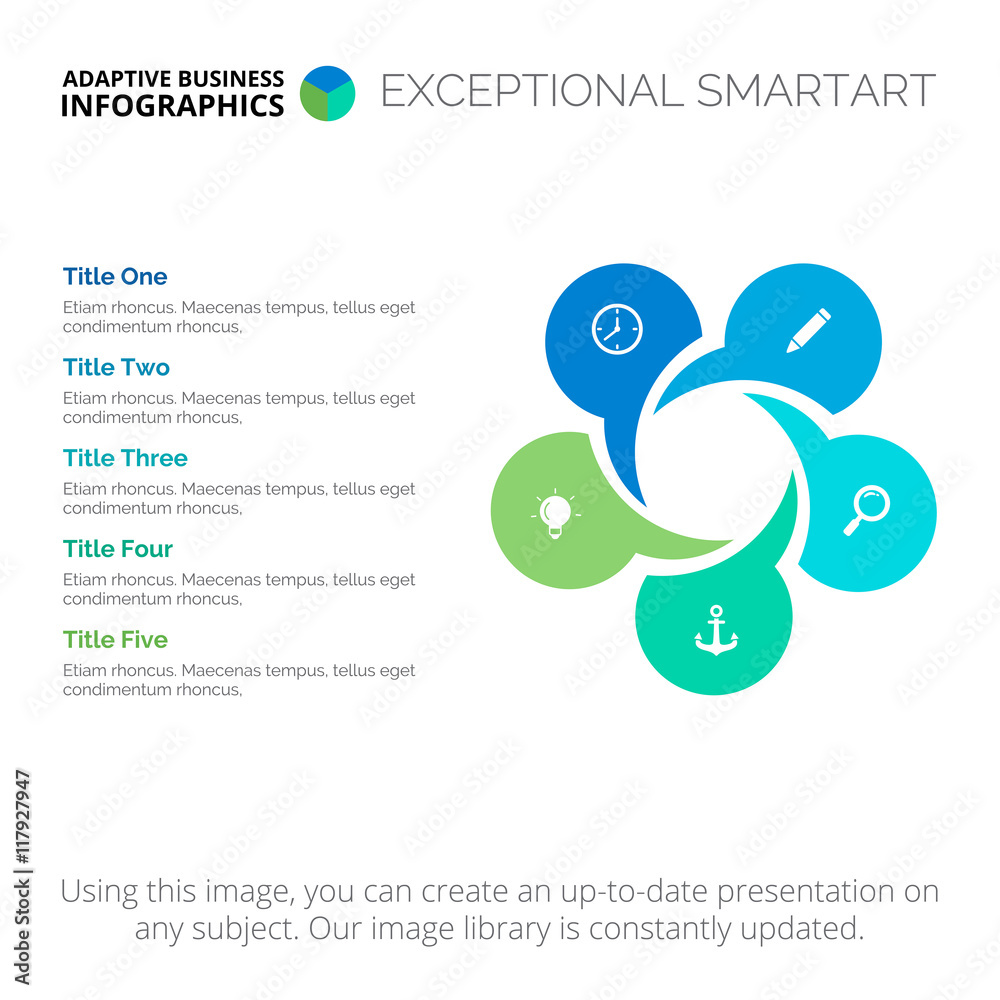 Five Circles Chart Slide Template Stock Vector | Adobe Stock