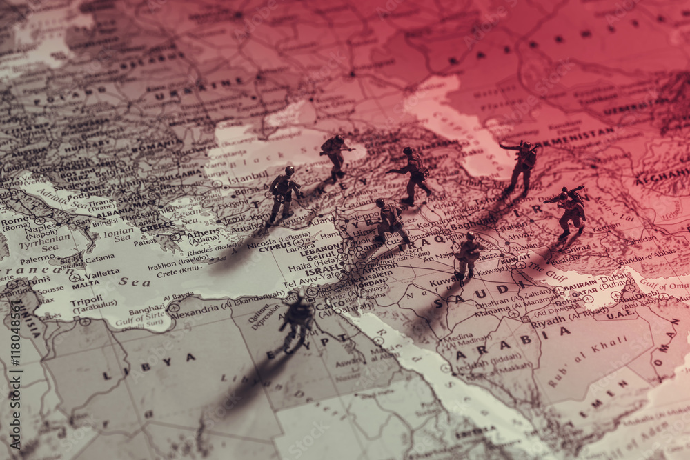 Middle East conflict on map Stock Photo | Adobe Stock