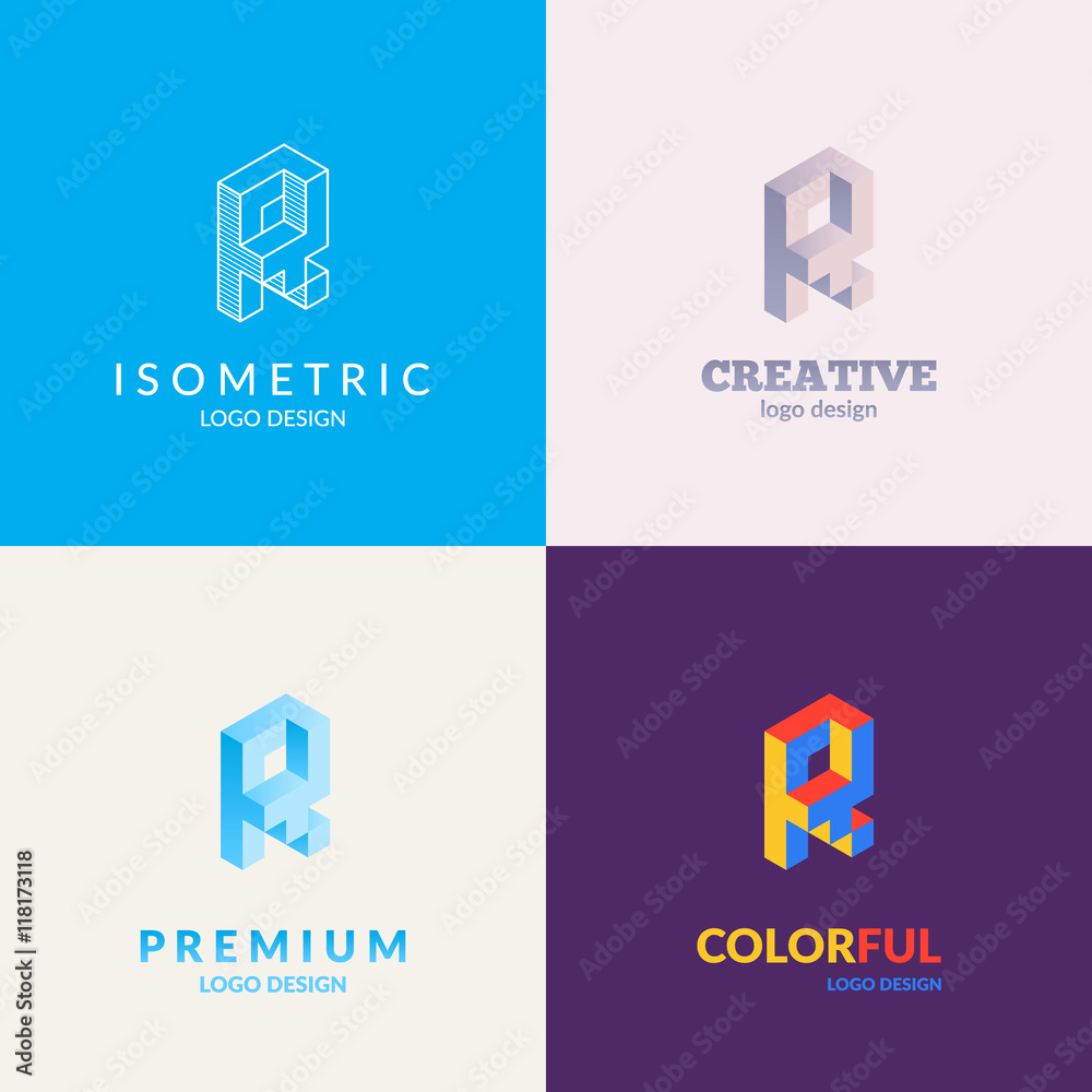 Letter "R" logo design. Tendy isometric typography. Stock Vector ...